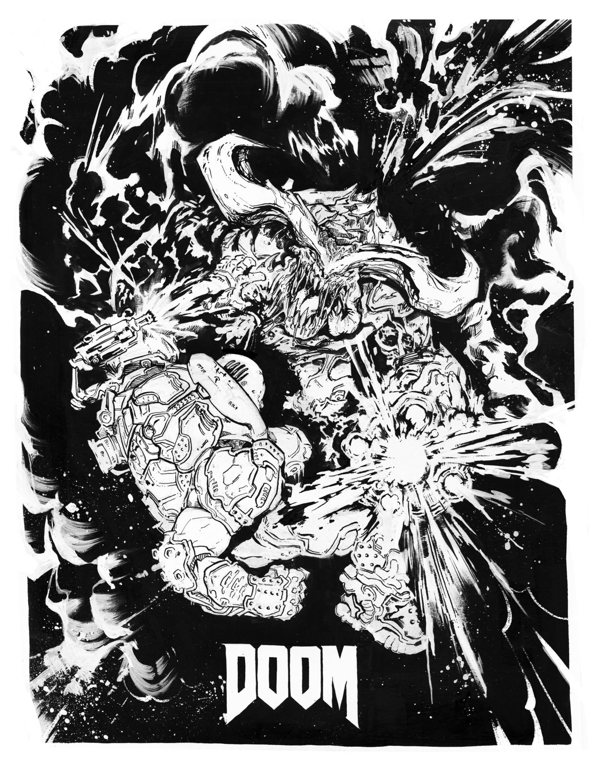 ArtStation - DOOM Poster Traditional Ink