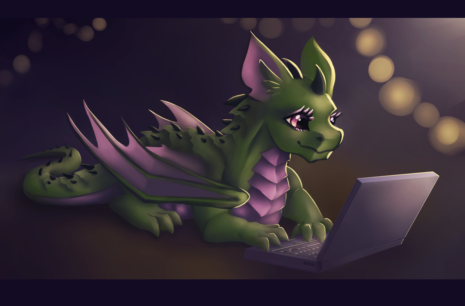 ArtStation - Dragon with a laptop.