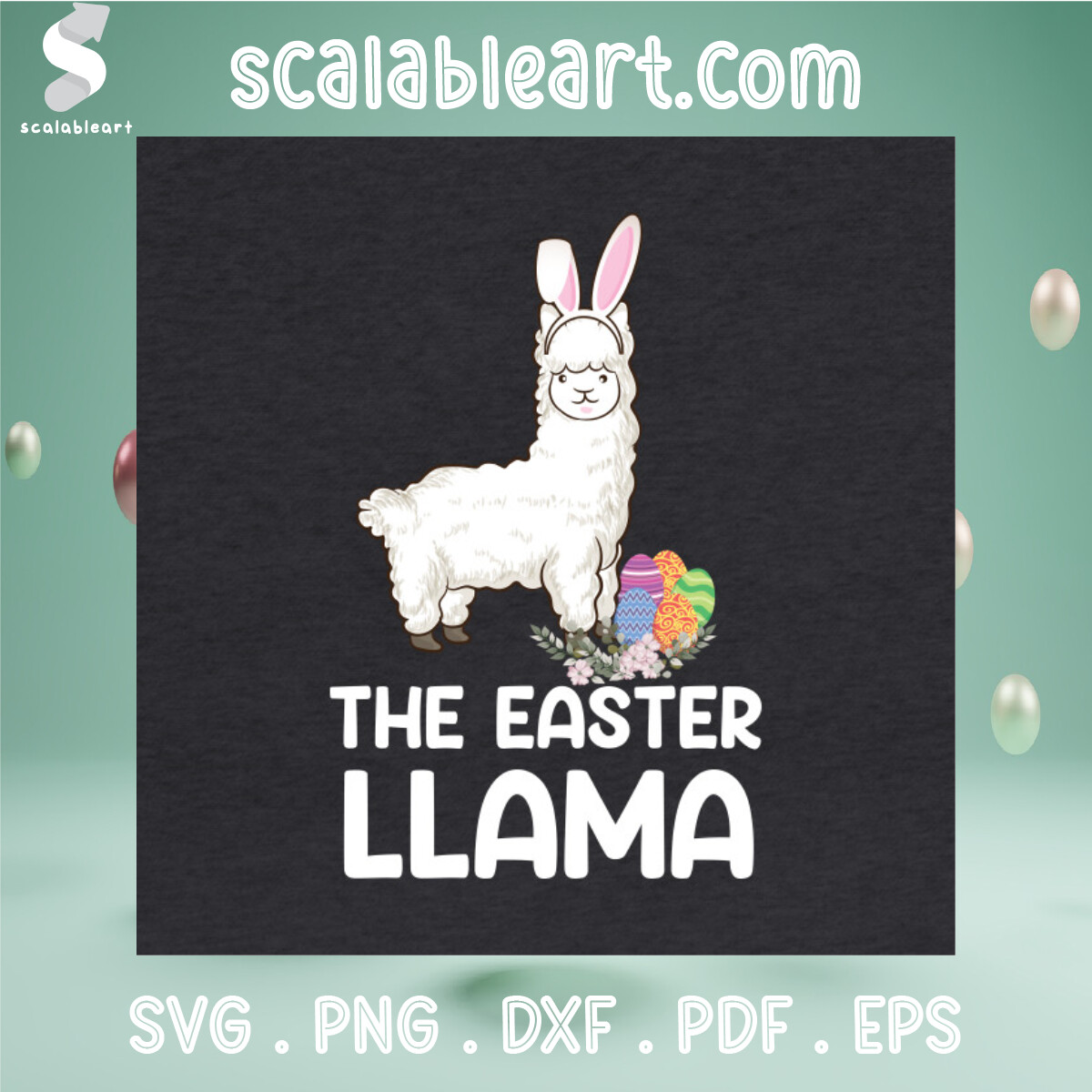 ArtStation - Easter Llama With Bunny Ears And Easter Eggs, Animal Svg ...