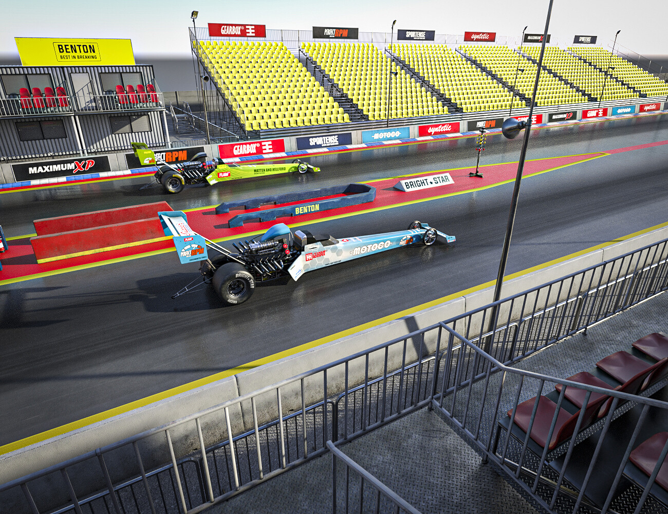 Odyssey and RedCrow 3D Art - Top Fuel Dragster race track