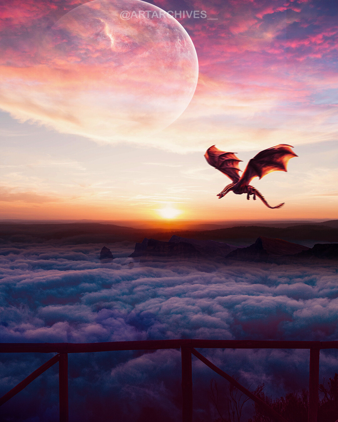 ArtStation - Dragon above the clouds