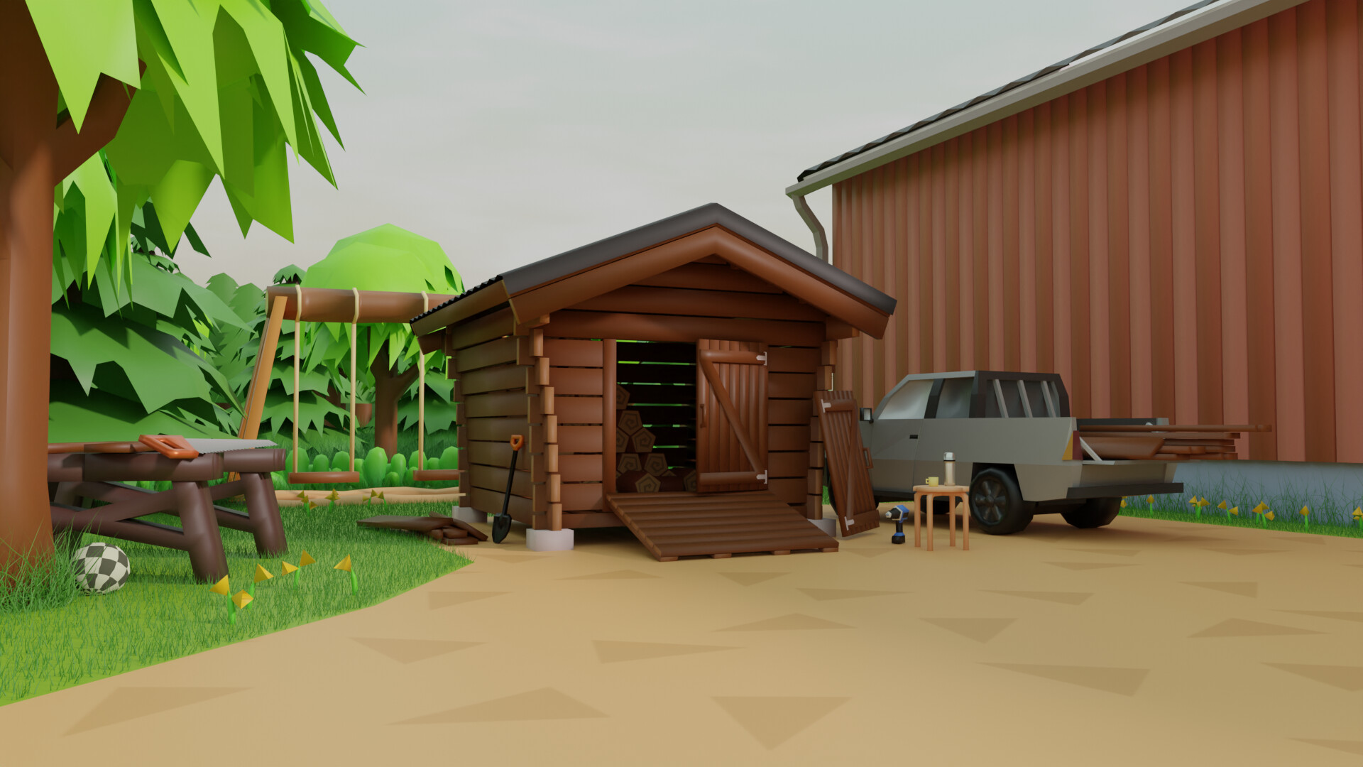 ArtStation - Yard Project - 3D Stylized Scene