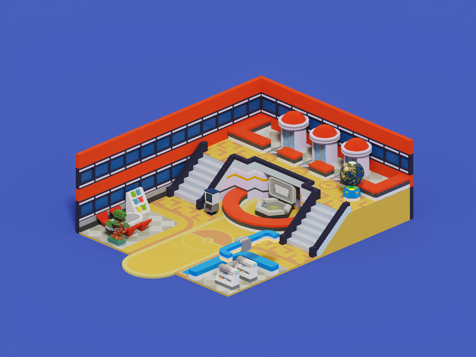 Renz Aclan - Pokemon Center in Magicavoxel
