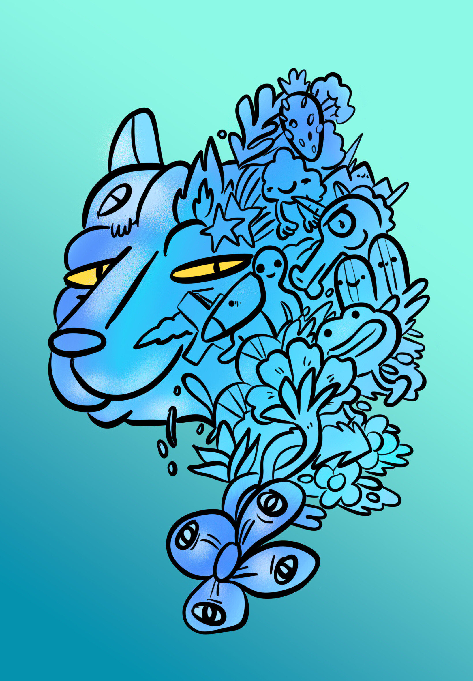 ArtStation - Blue cat doodle