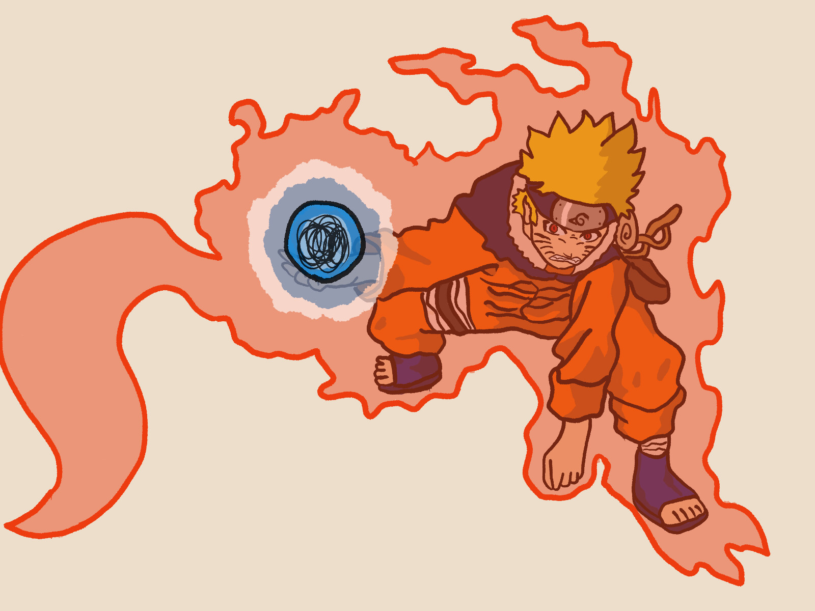 how to draw naruto nine tails cloak