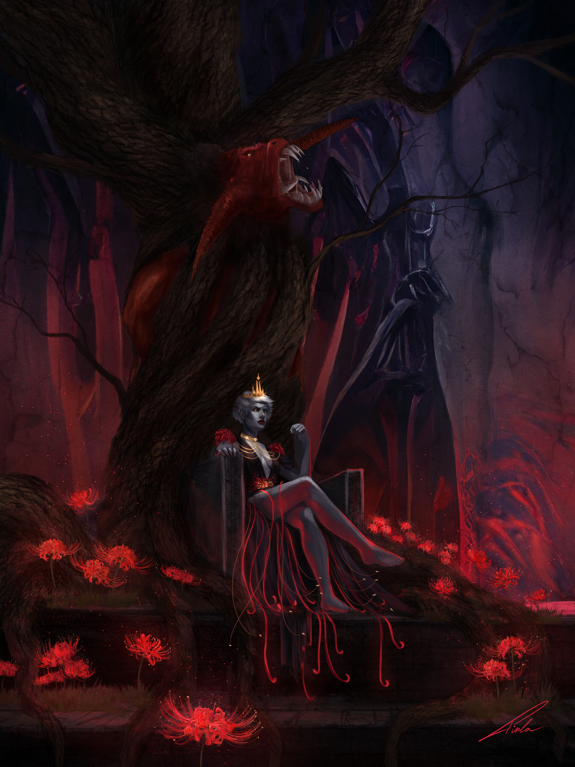 ArtStation - Illustration DnD Dark elf queen