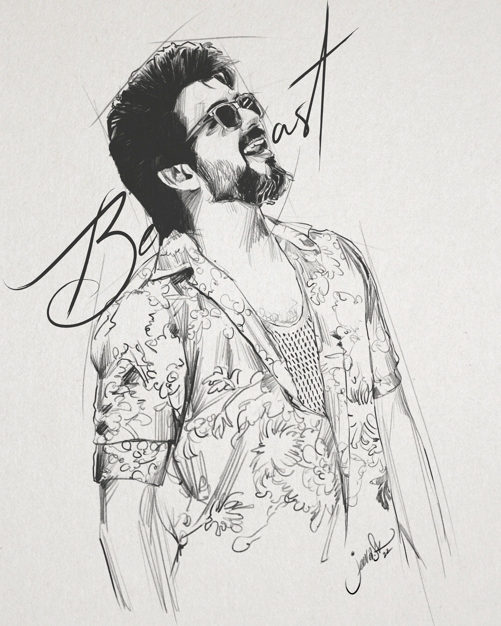 Jeeva Artist SK - Beast Thalapathy Vijay Pencil Sketch 2022 ...