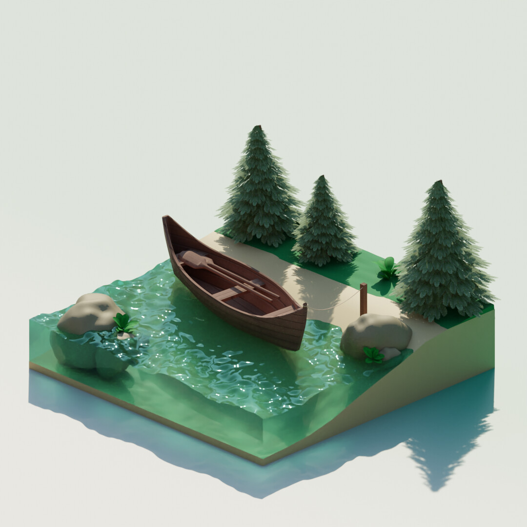 ArtStation - Boat in coniferous forest