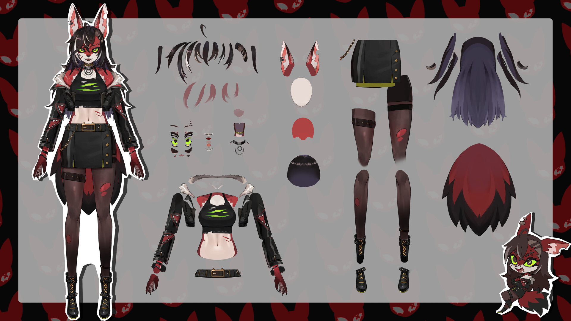 TUX (Hyeonsu, Jeong) - [Live2d]Ware Wolf character design, live2d Rigging