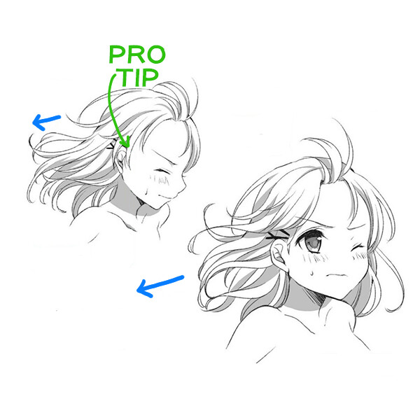 how to draw hair movement