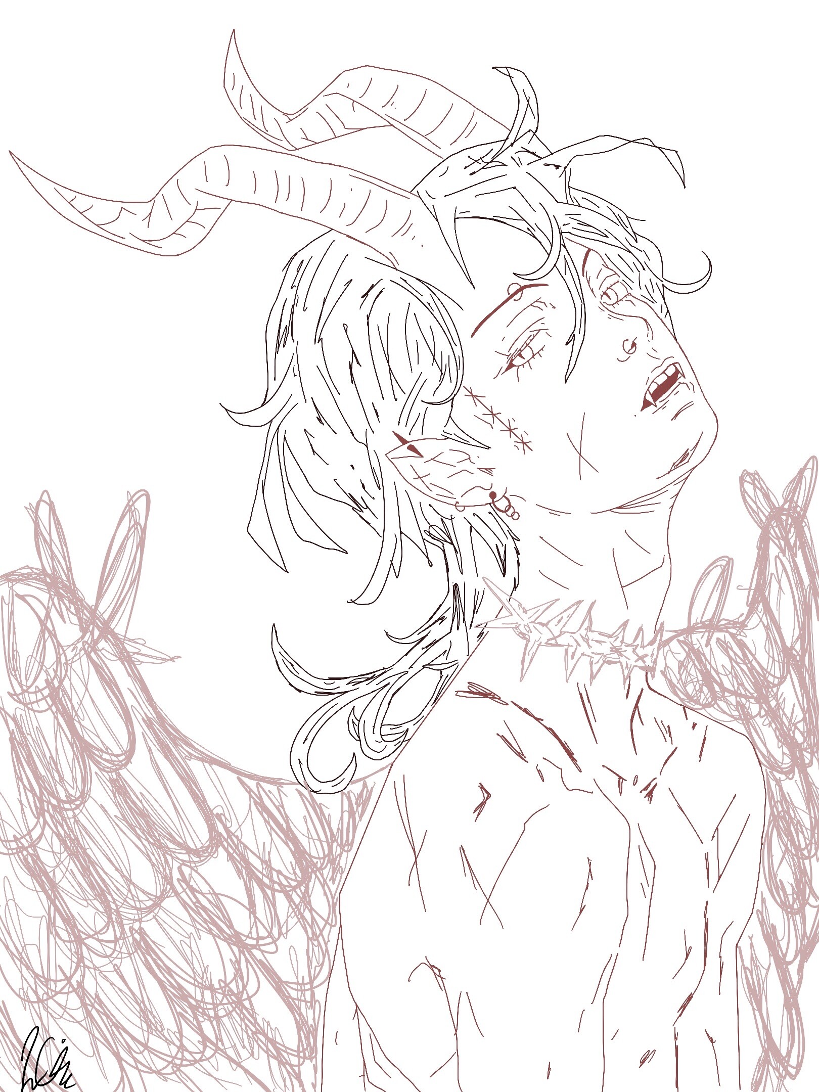 anime devil boy sketch