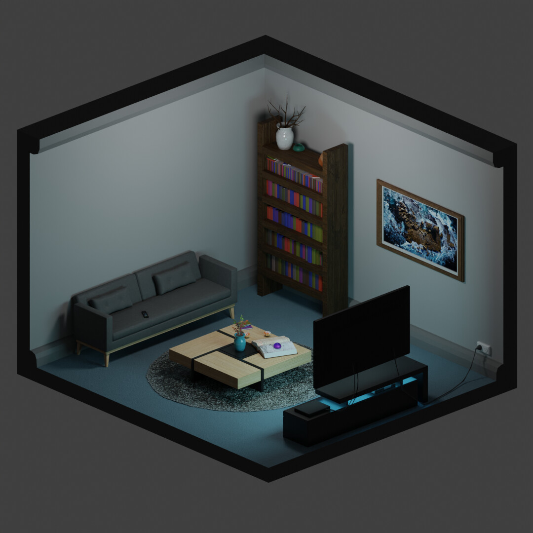 ArtStation - 3D Isometric Lounge Room