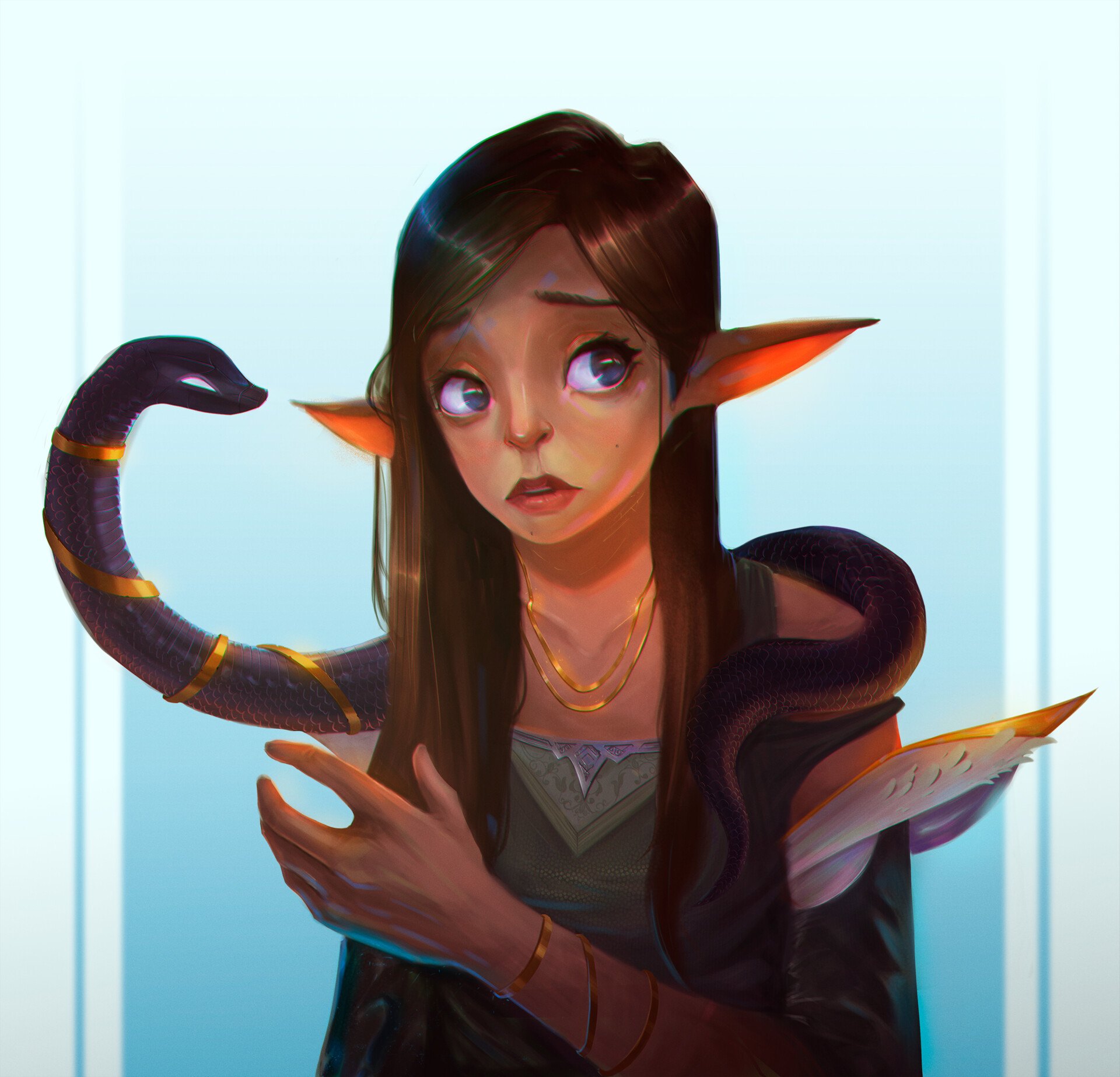 ArtStation - Snake and ELF Girl