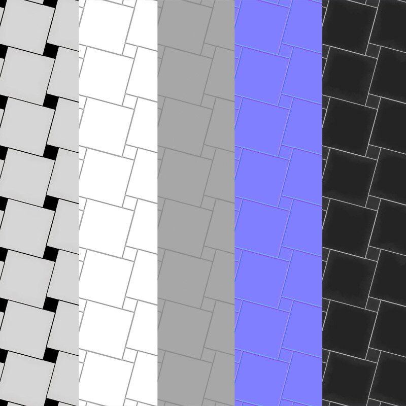 PBR Textures Free Download - Ceramic Black White Square Tile PBR ...