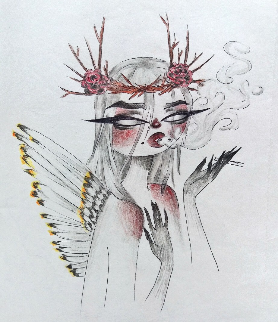 ArtStation - Smoking angel. inktober 2019
