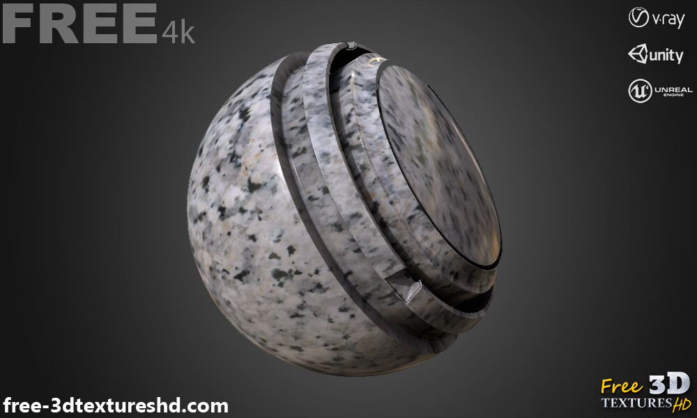 3D textures PBR free Download - Grey Granite Marble PBR Texture 3D High ...