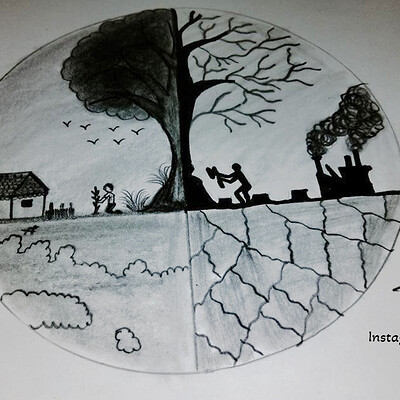 how to draw save water save nature