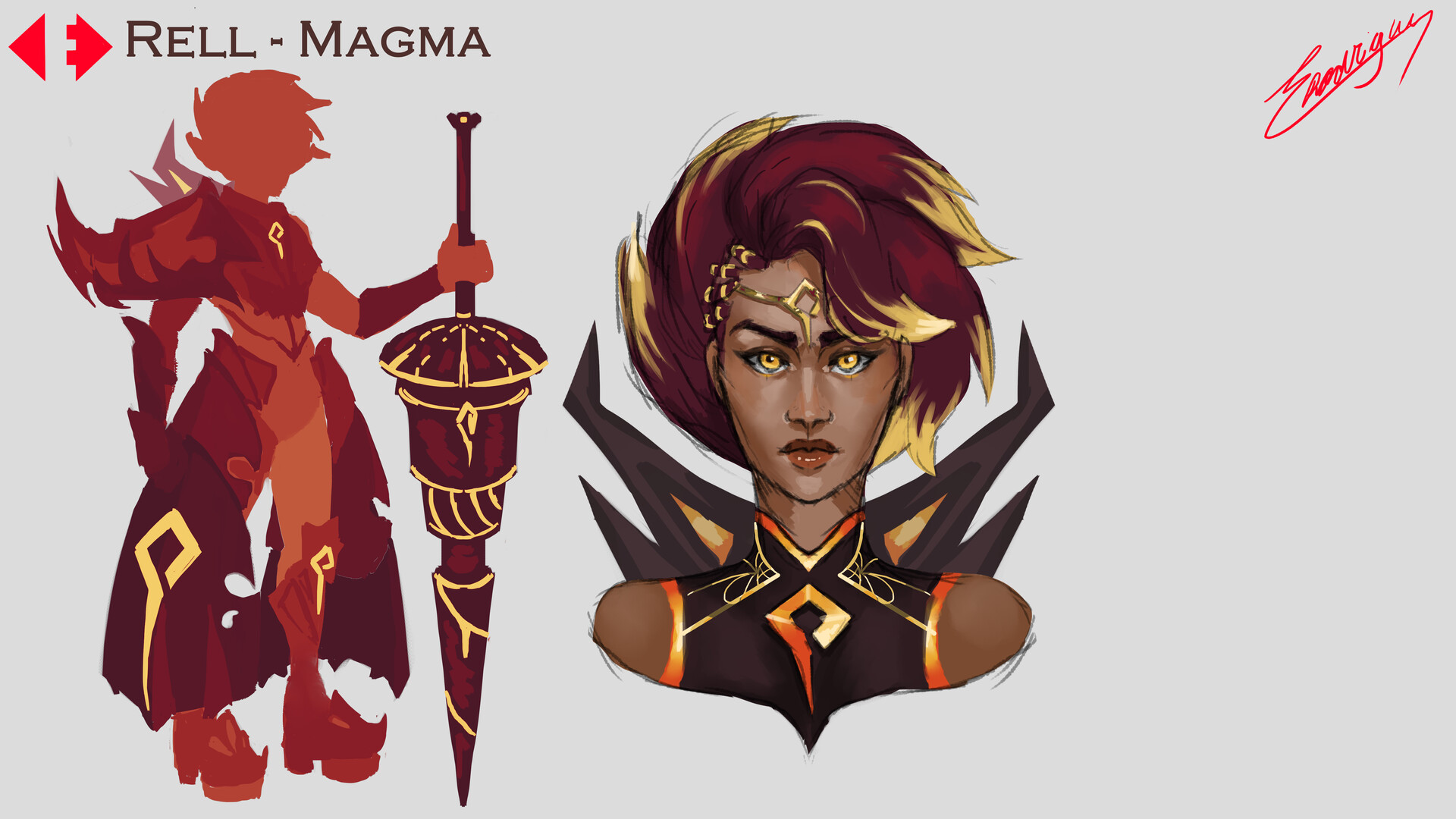 ArtStation - Rell - Magma fan skin | league of legends