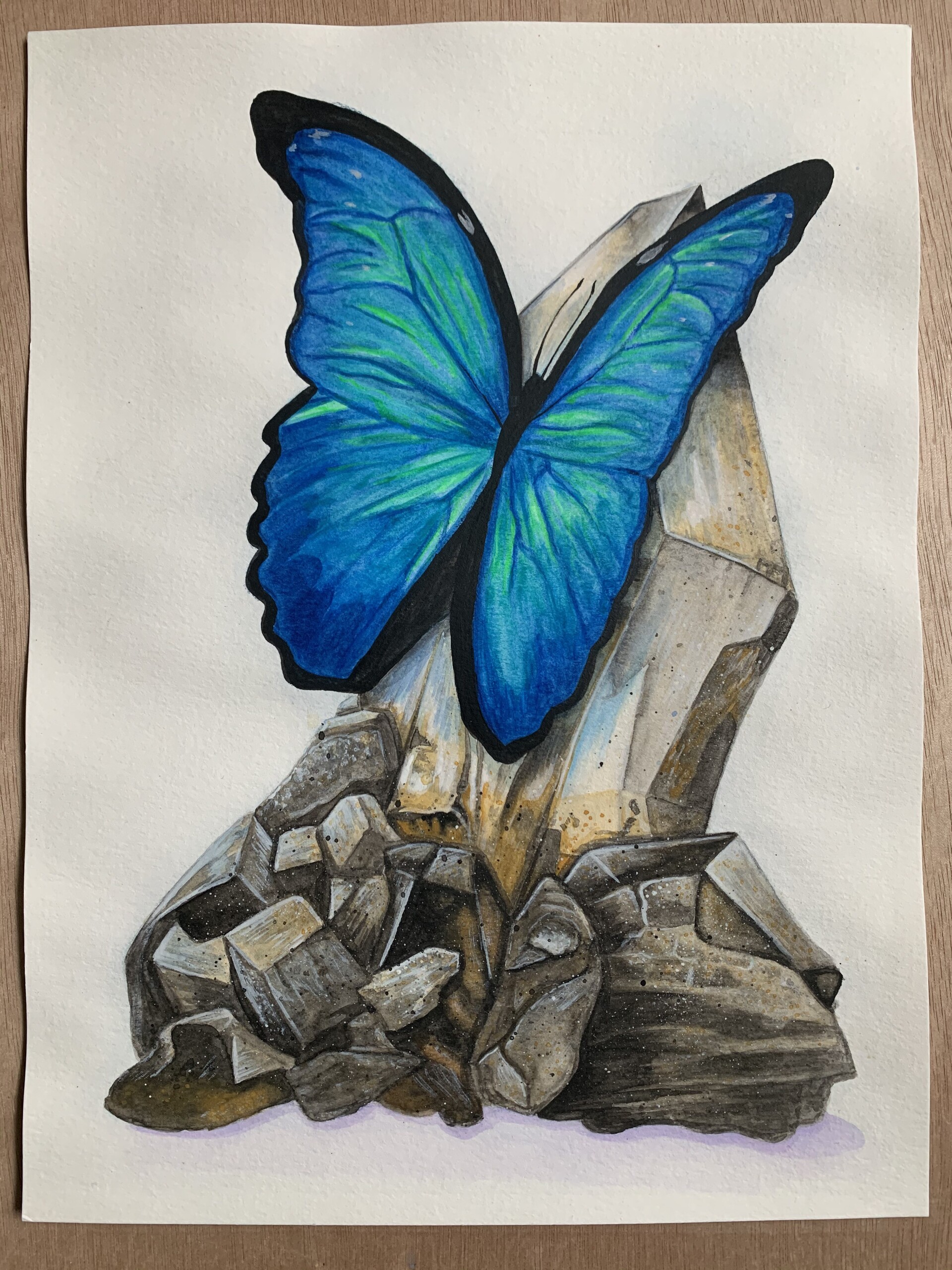 ArtStation - Blue Morpho on Smokey Quartz