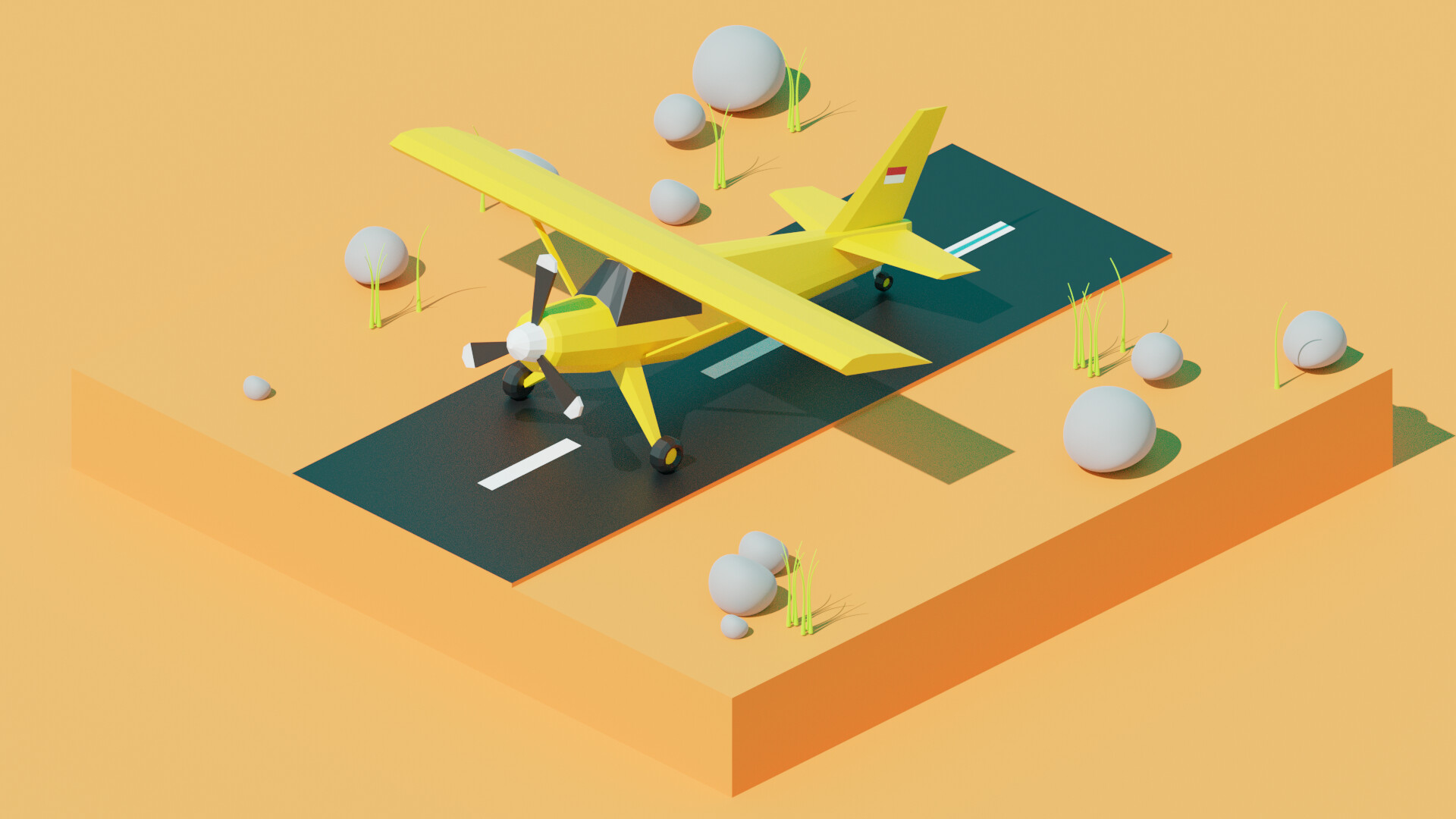 ArtStation - Low Poly Airplane Isometric 3D model