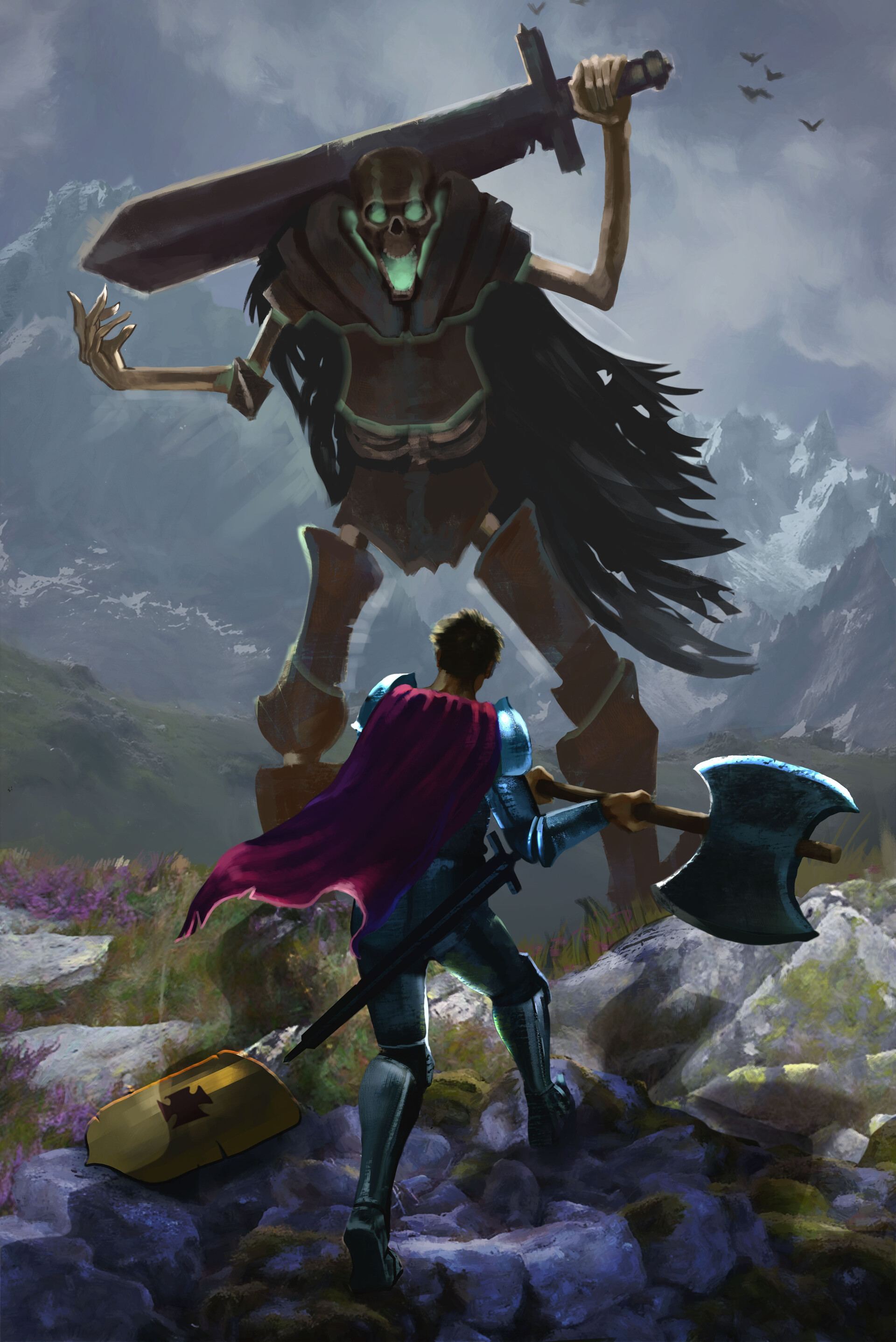ArtStation - Knight fighting giant skeleton