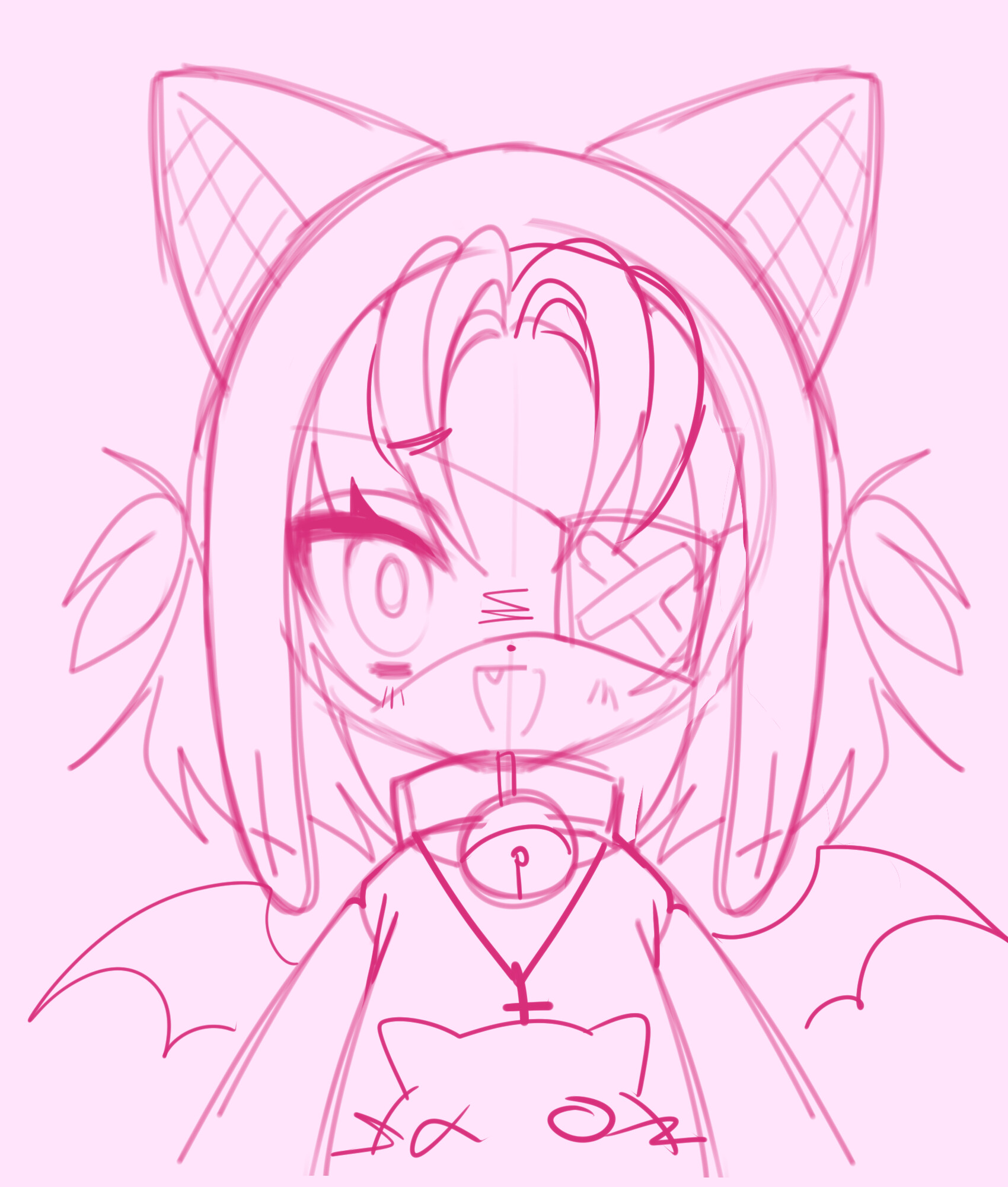 how to draw a demon cat