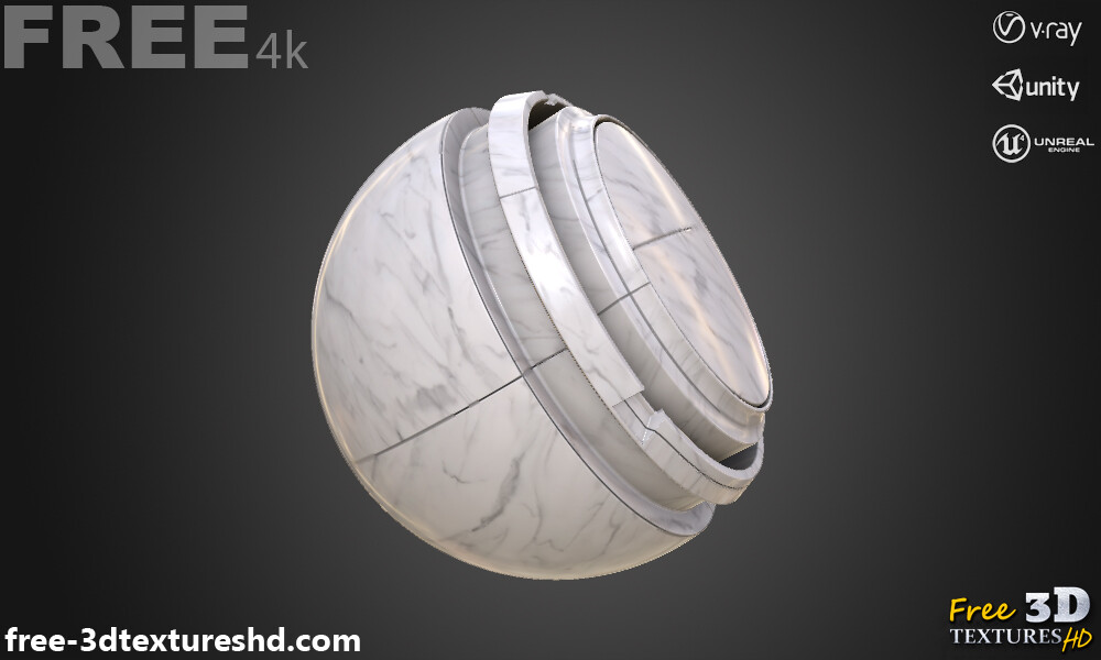 PBR Textures Free Download - White Marble Tile Seamless PBR Texture 3D ...