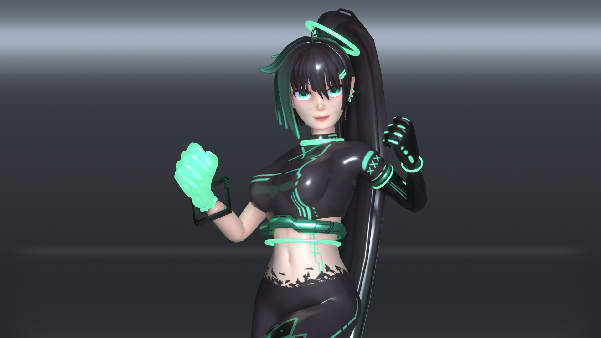 ArtStation - Green Cyberdoll Girl