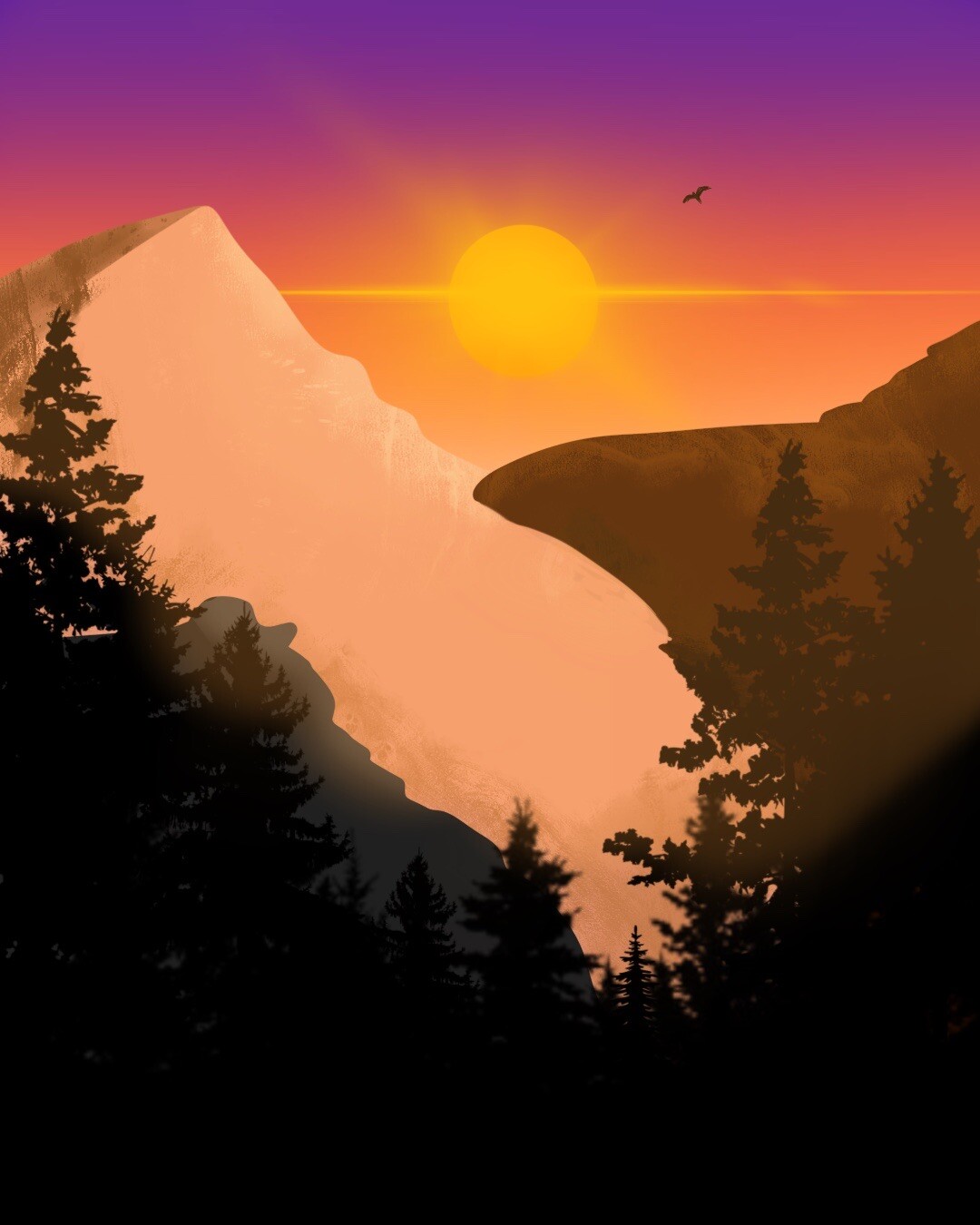 ArtStation - Восход в горах