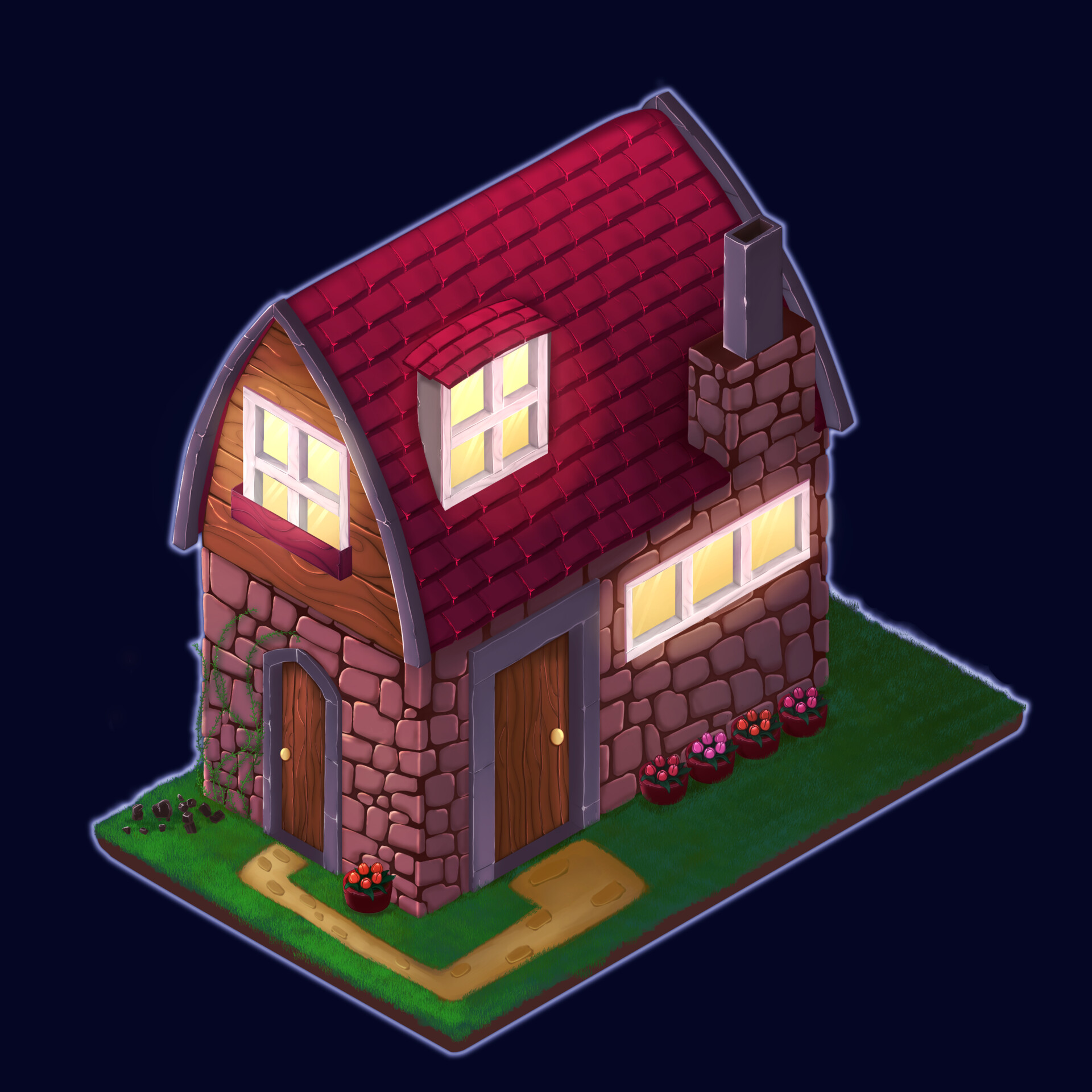 ArtStation - isometric stone house