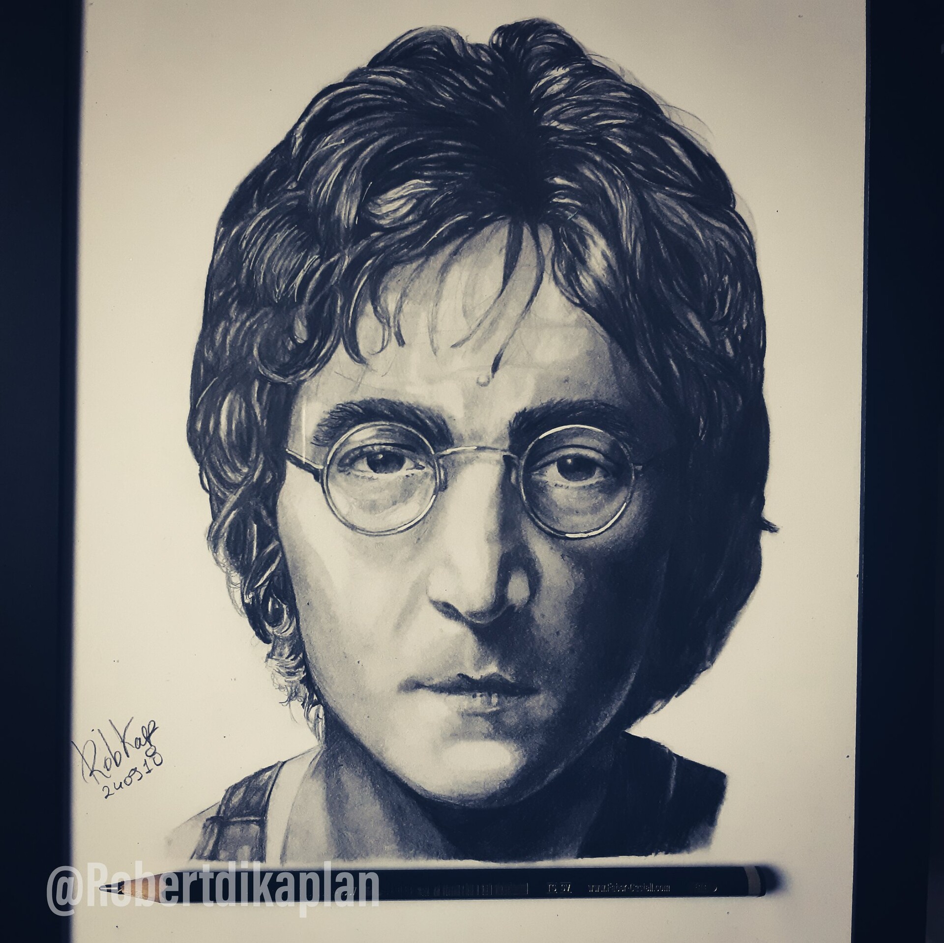 ArtStation - Realistic portrait drawing of John Lennon (2018).