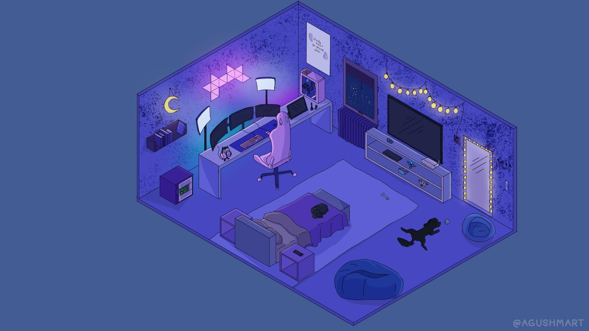 ArtStation - 2D Aesthetic isometric room