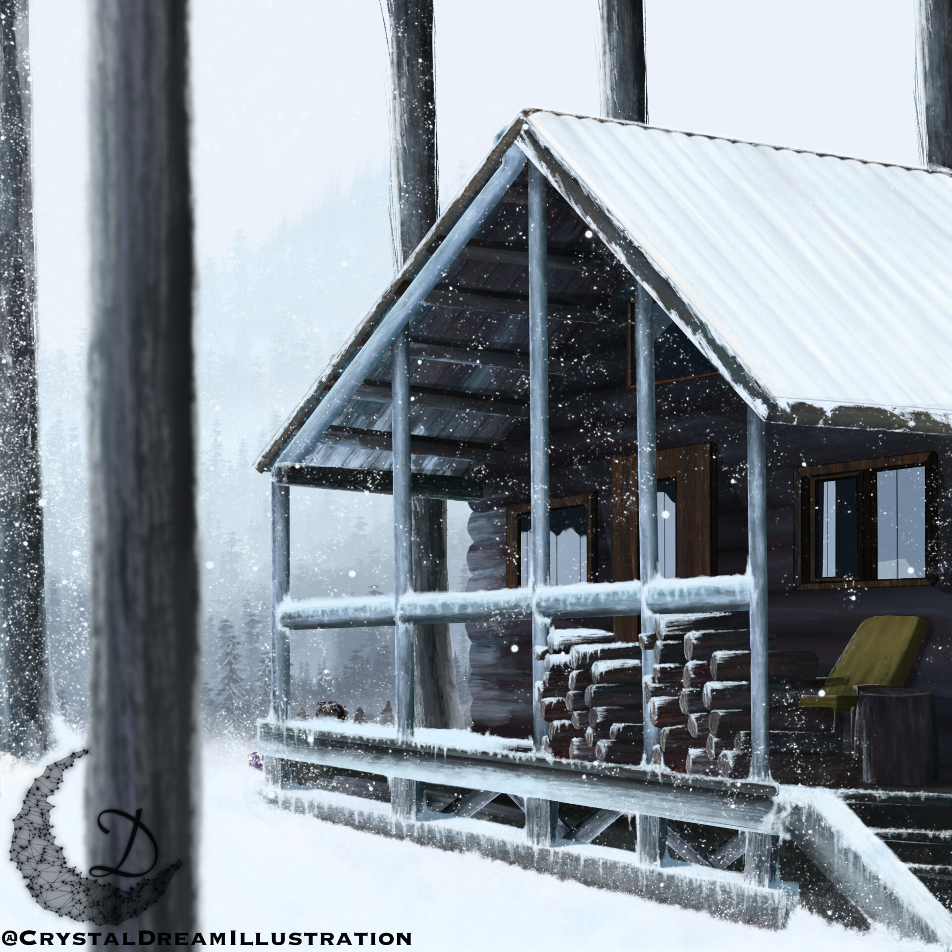 ArtStation - Realistic Cottage in Snow Concept