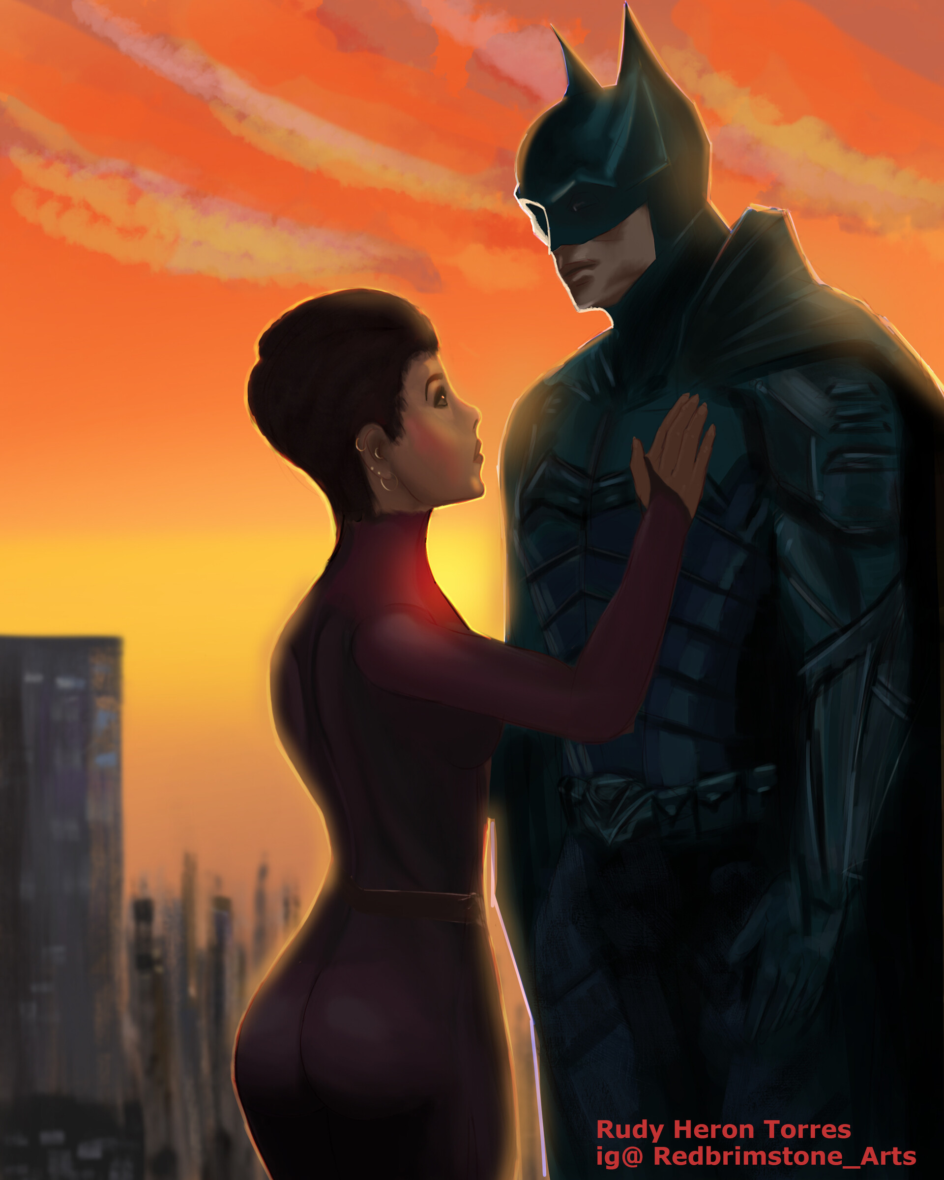 how to draw batman kissing catwoman