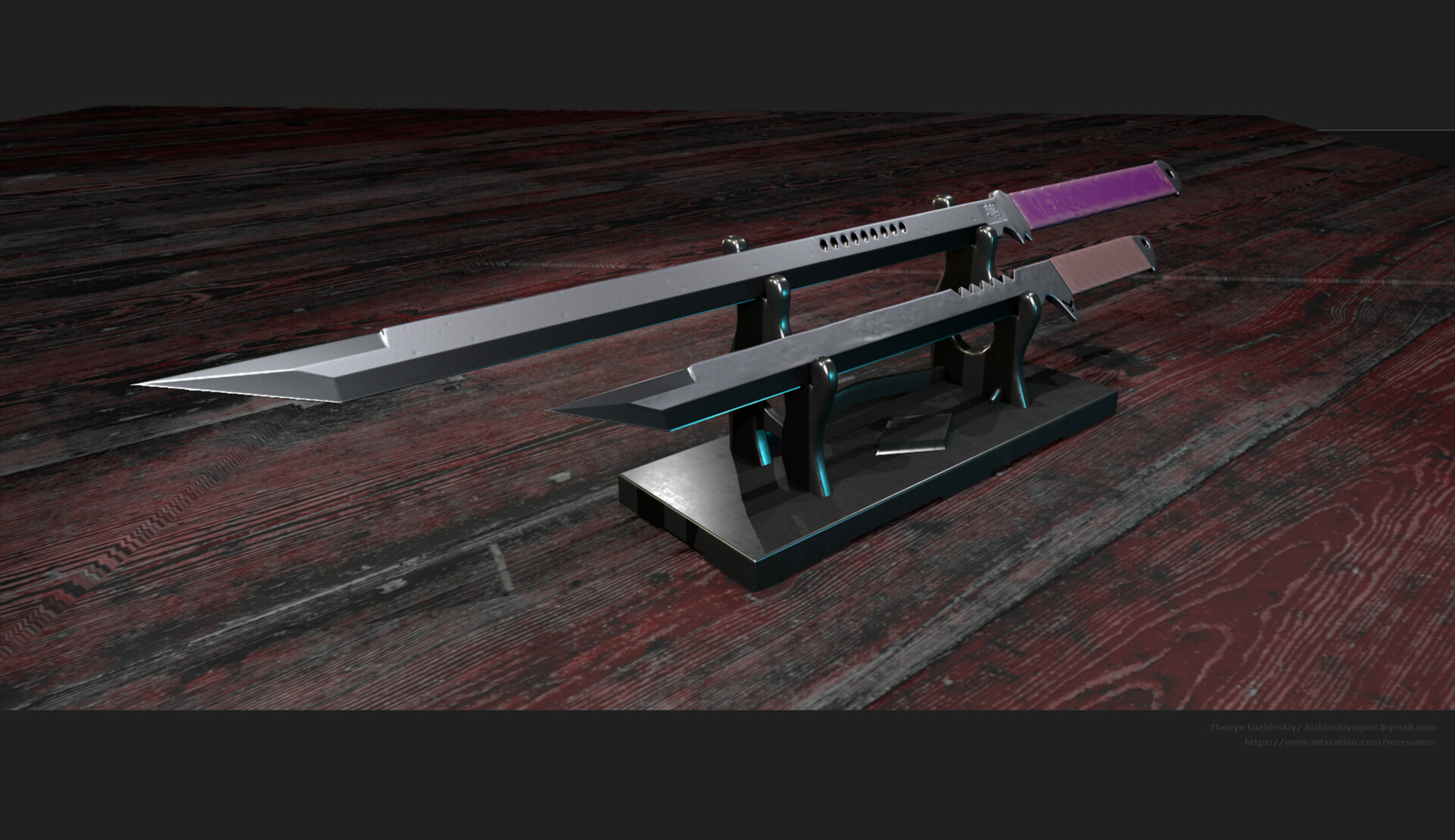 ArtStation - Edged weapons on a stand / Knife / Sword / Stylized katana