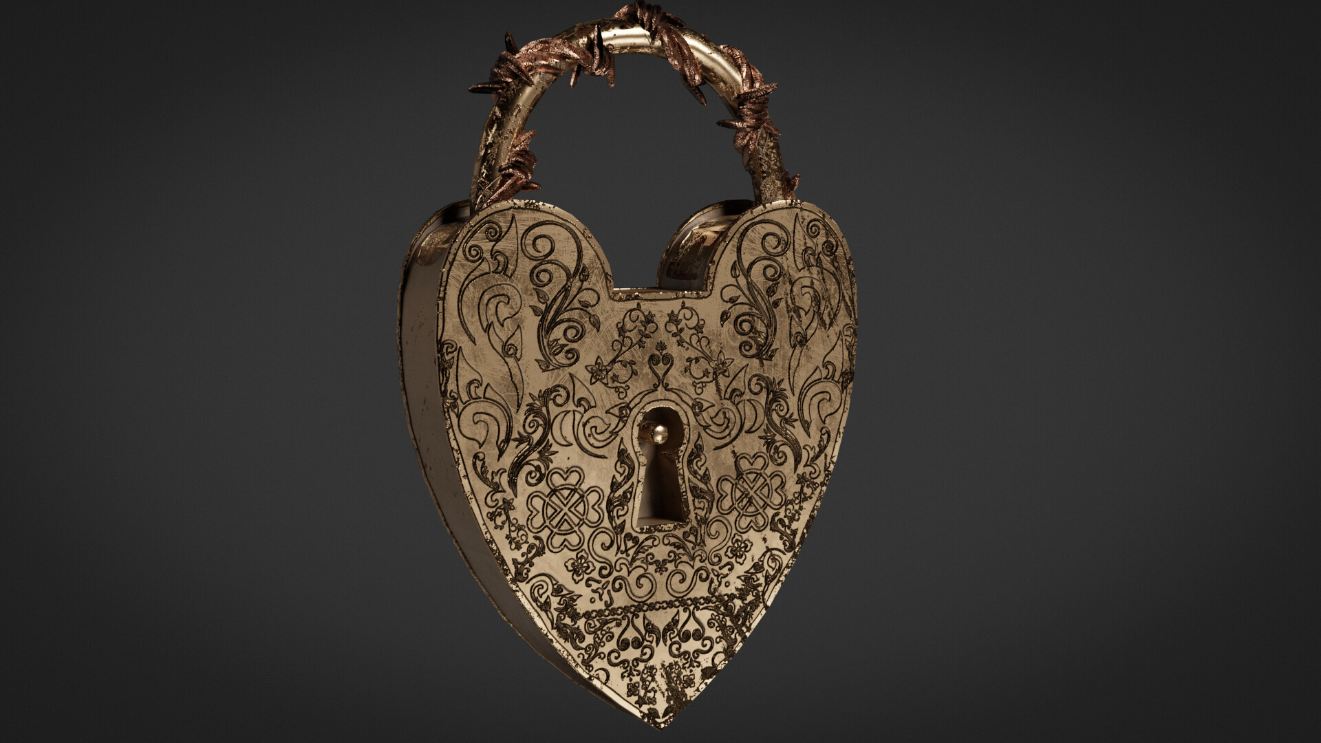 ArtStation - Padlock with barbed wire