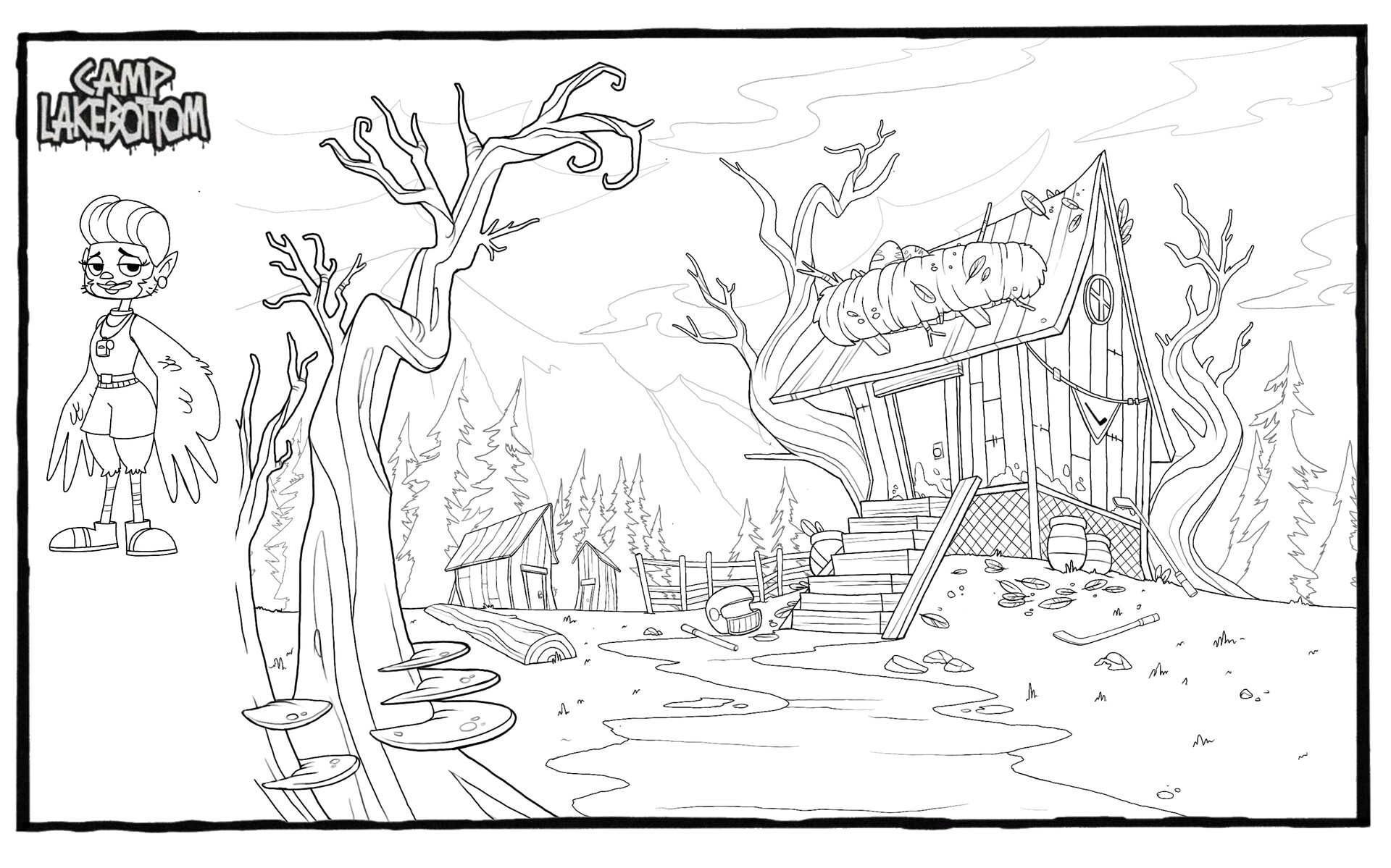 camp lakebottom coloring pages