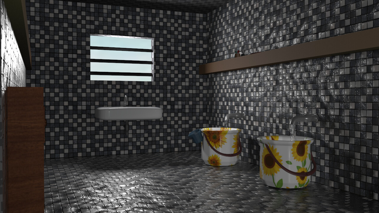ArtStation - Bathroom Modeling & water Sim