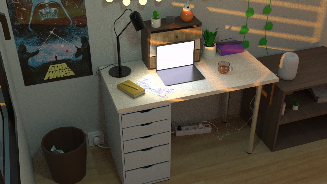 ArtStation - Desk Light study golden hour