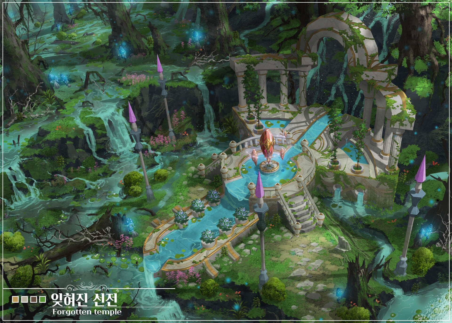 ArtStation - Dungeon of the Elf Forest Temple Concept Background and Props