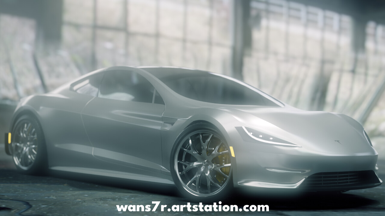 ArtStation - Front Tesla Car Render Metalic Body