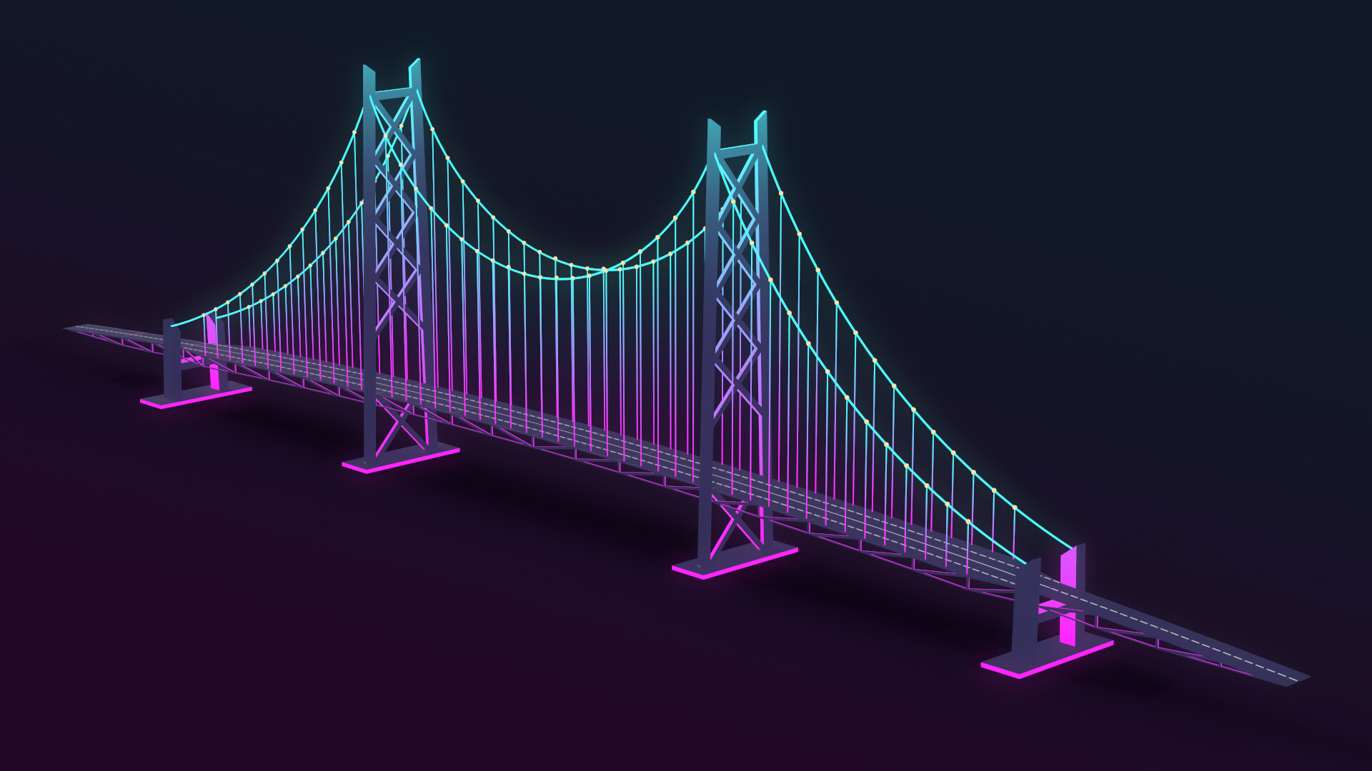 Cyberpunk Neon Bridges Low-Poly by Oleksandr Bykov — ProUser.Me