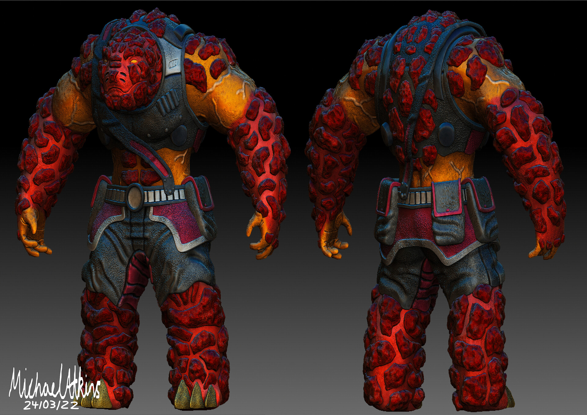 ArtStation - Michael Atkins 3D Lava Alien Character Sheet