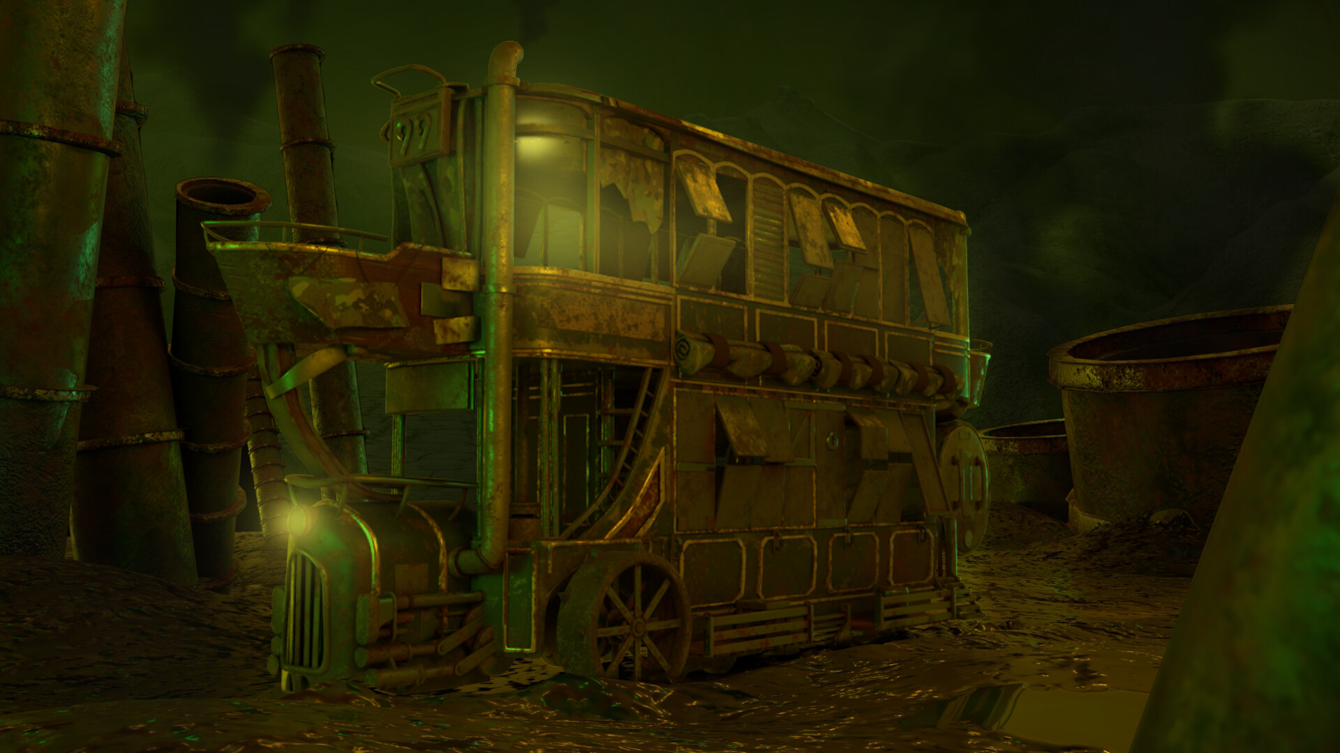 ArtStation - 3D modeling - Steampunk Bus