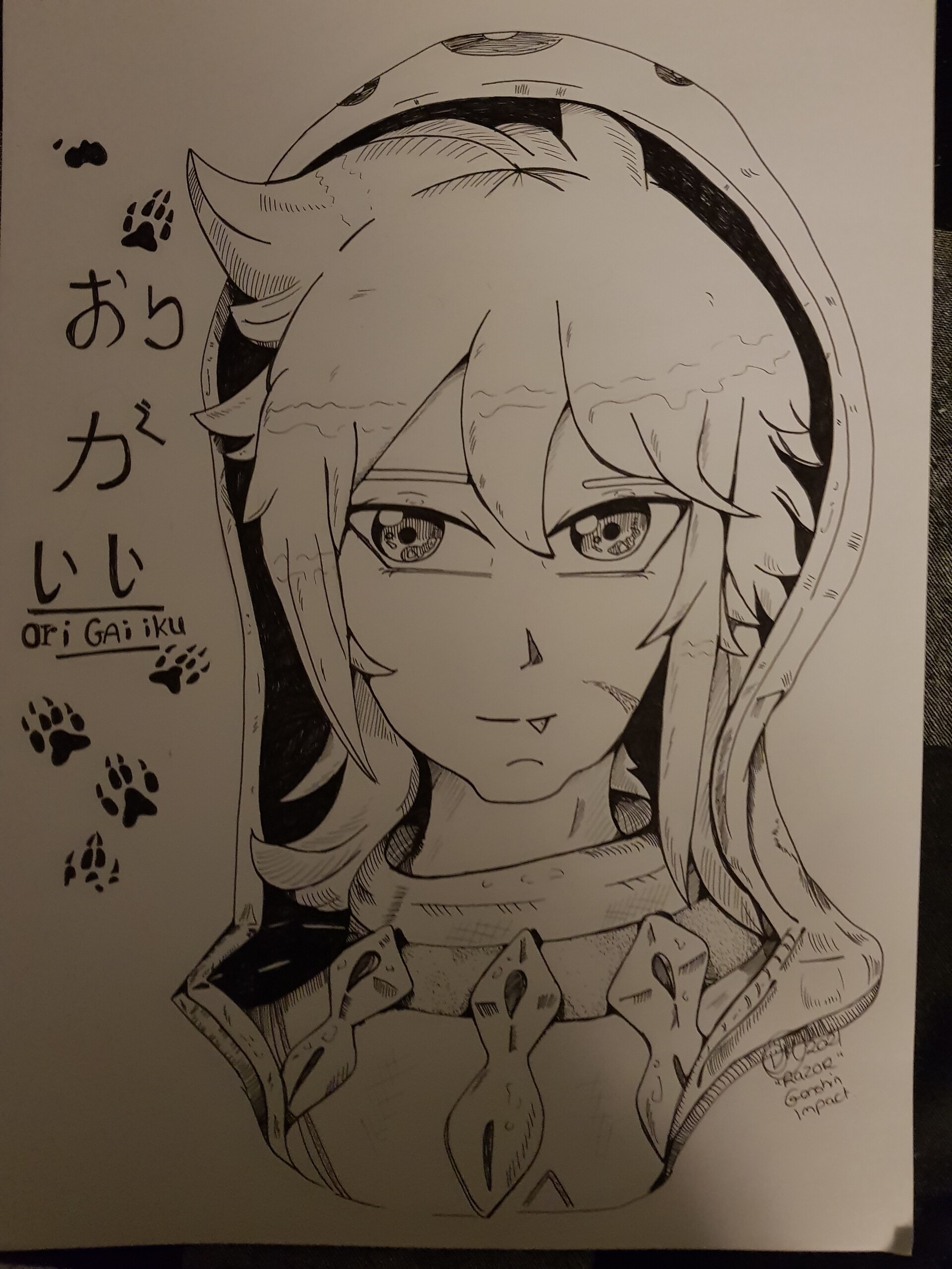 ArtStation - Razor Genshin Impact - A3 ink drawing