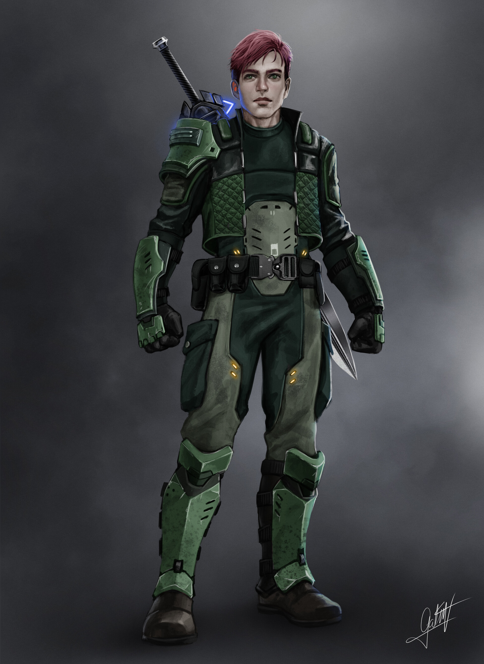 ArtStation - Commission: Green knight - Sci-fi character