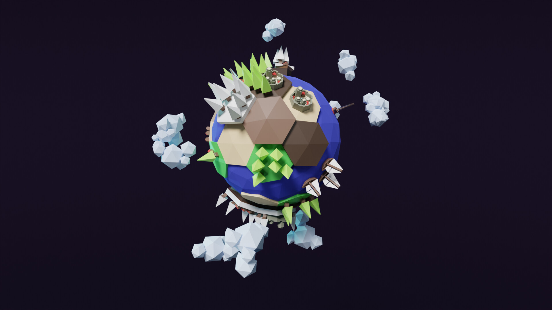 ArtStation - 2022 Blender - Low Poly 3D Planet