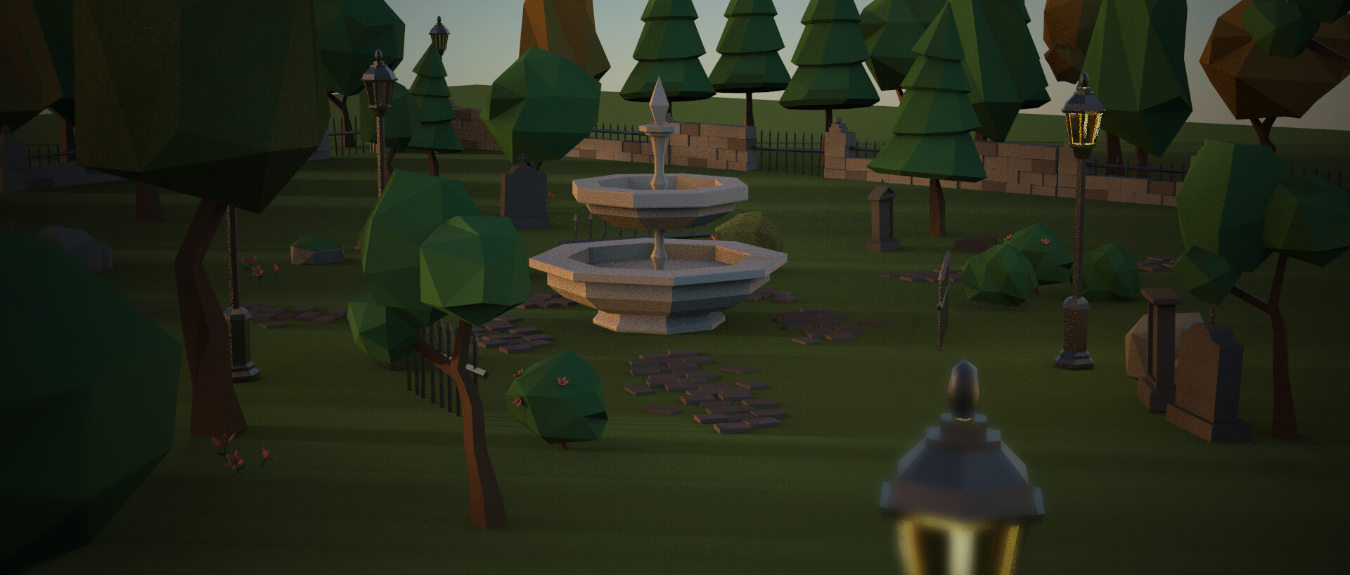 Shuqi Peng - Low-Poly Digital Cemetery Scene 数字墓地交互体验