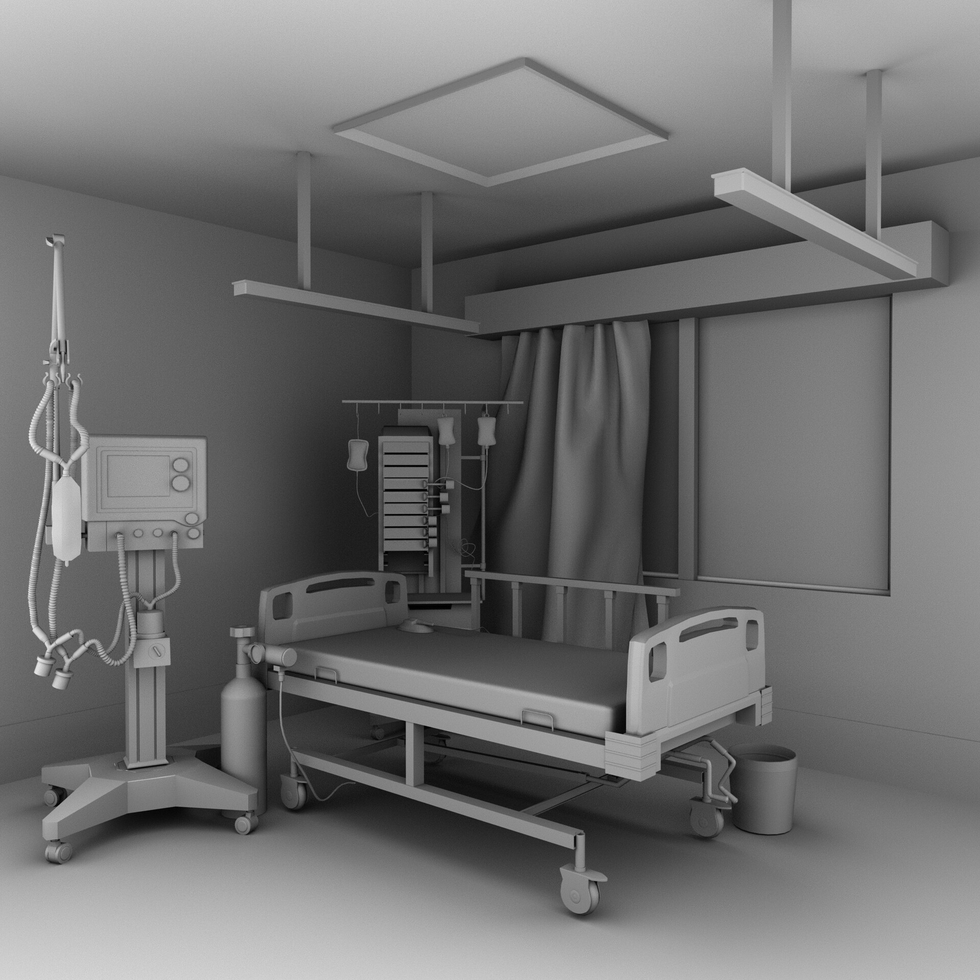Artstation 3d Icu Room Model
