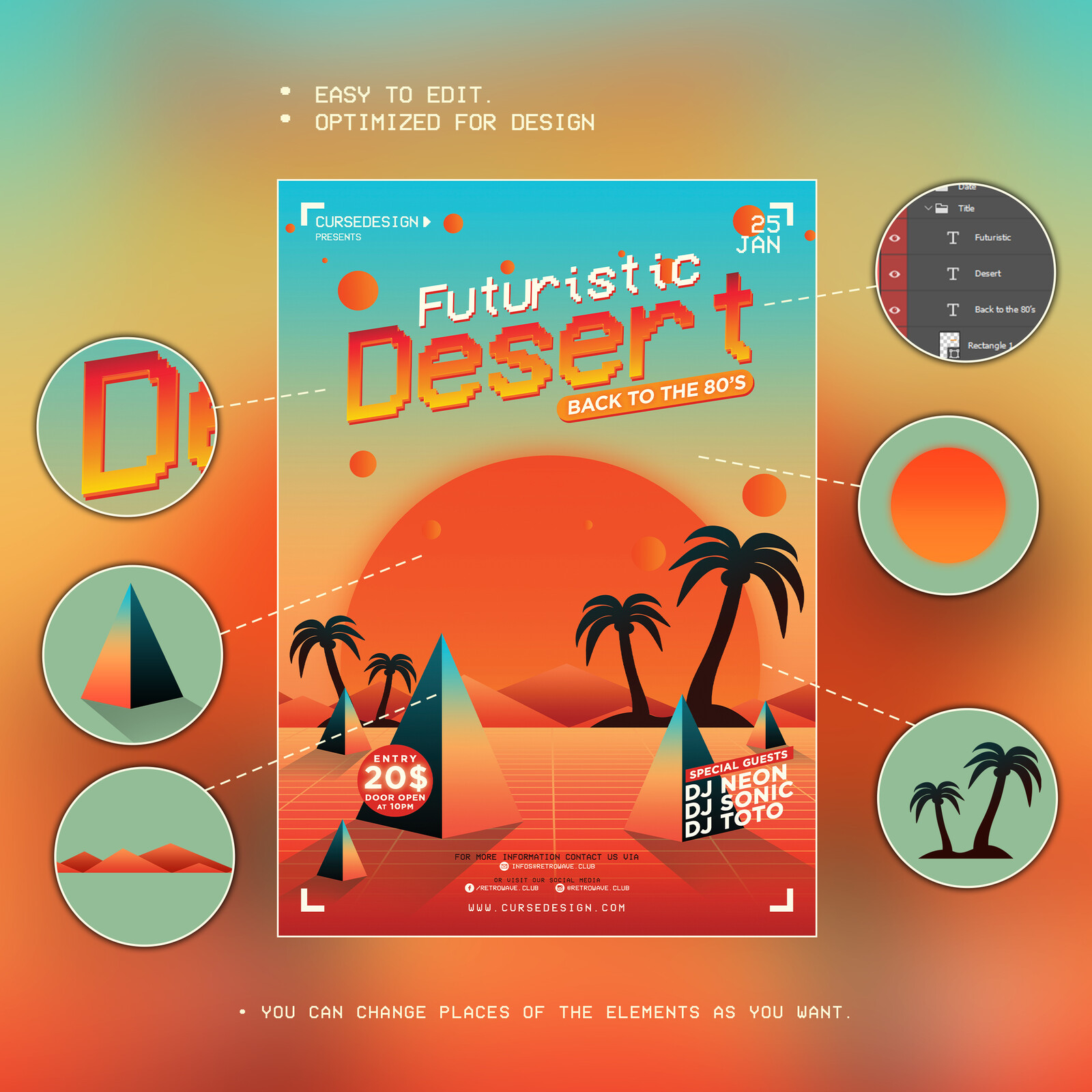 Cursedesign - FUTURISTIC DESERT FLYER TEMPLATE